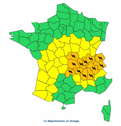 Orages violents. 12 départements placés en alerte vigilance orange