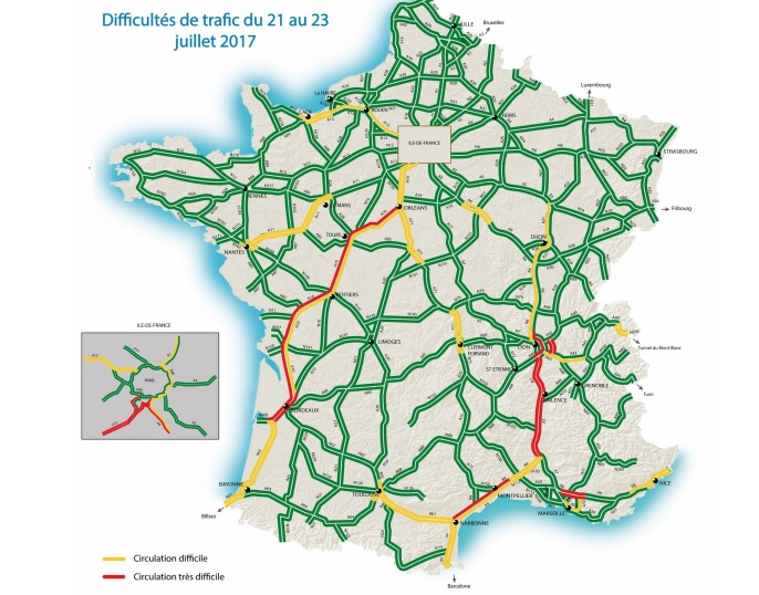 Circulation. Week classé rouge orange sur les routes de France